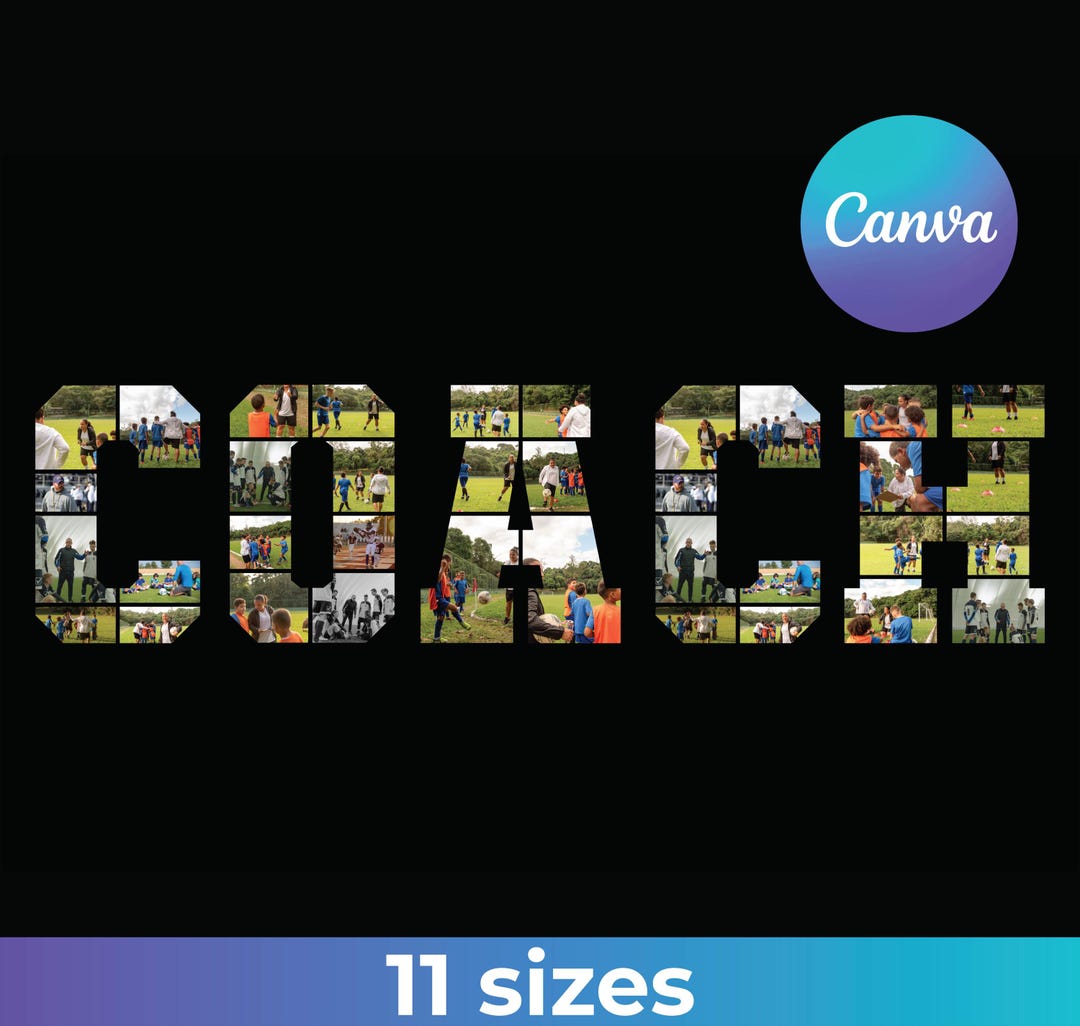 Coach Photo Collage, Gift for Coach Collage, Sport Photo Gift, Coach ...