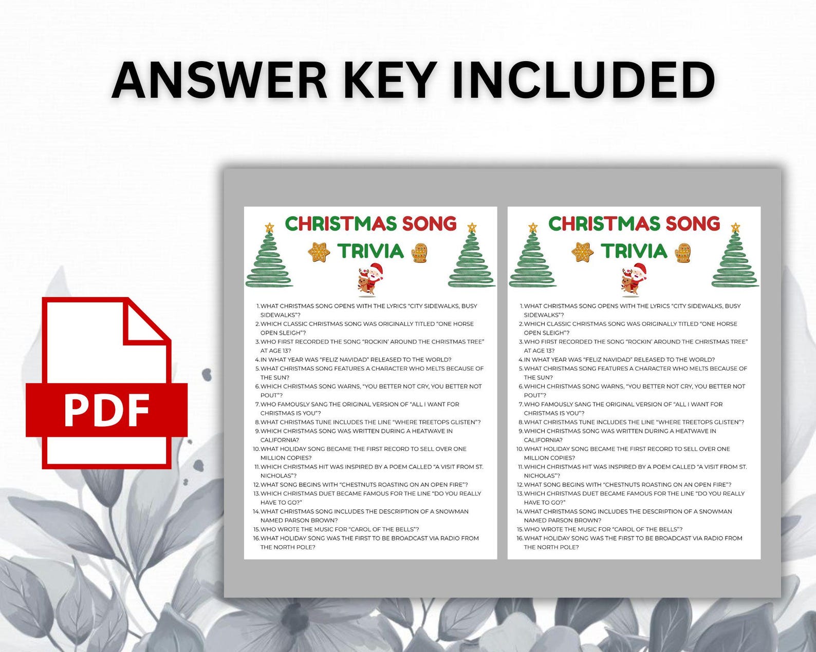 Christmas Song Trivia Game, Christmas Finish the Lyrics Game, Christmas ...