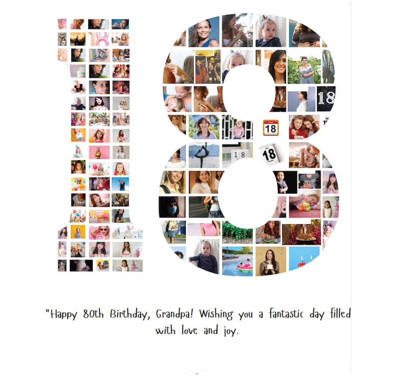 18th Birthday Photo Collage, Birthday Number 18 Printable, 18th ...