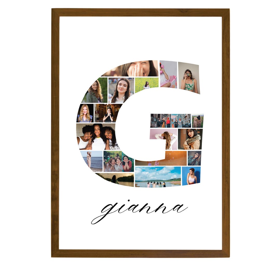 Letter G Photo Collage Template, Drag and Drop Photo, Fillable Letter ...