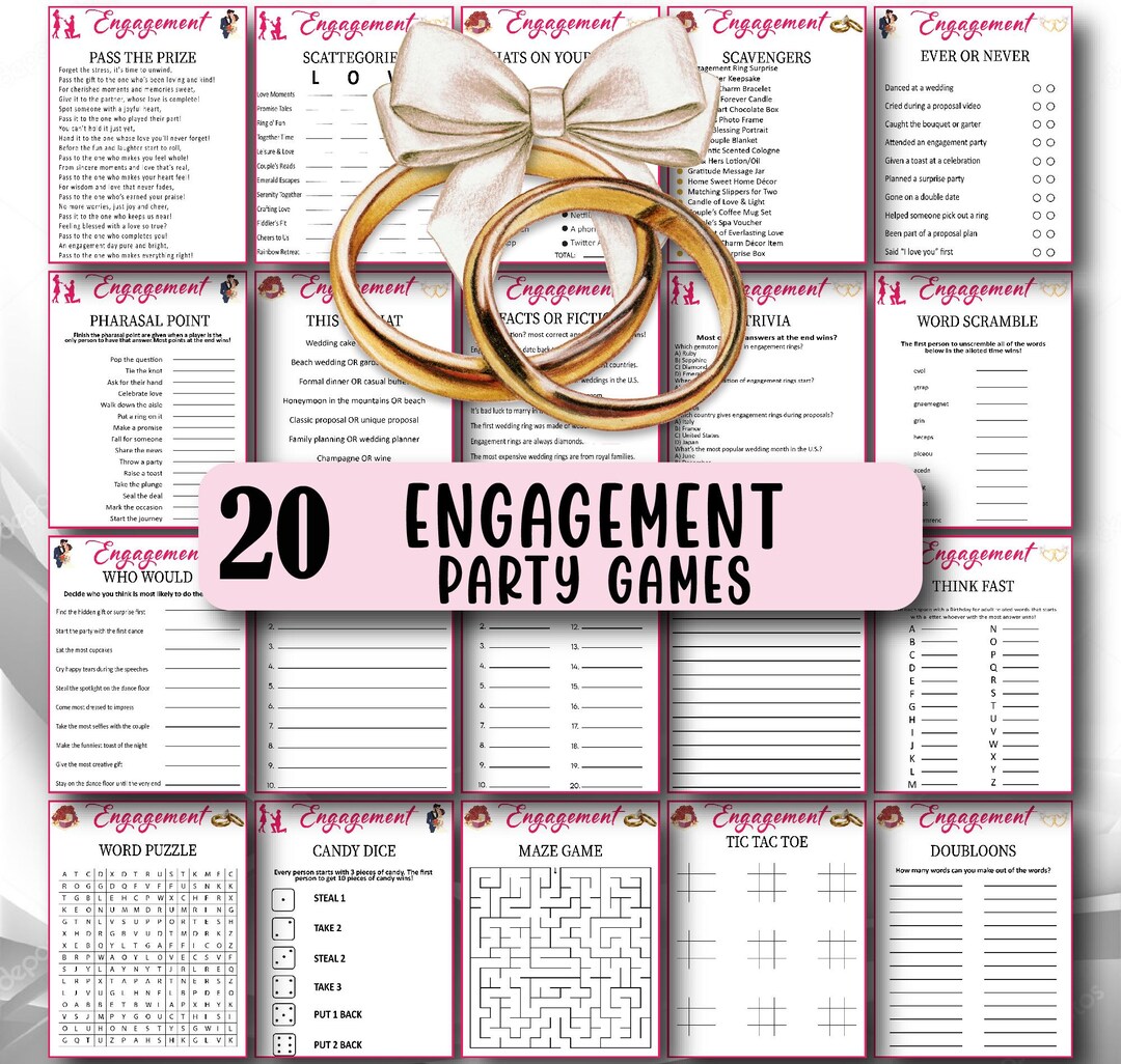Engagement Party Games, Engagement Party Game Bundle, Engaged Couple ...