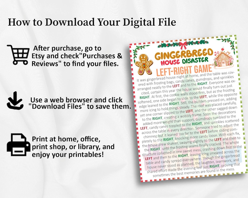 Gingerbread Left Right Game, Winter Left Right Party Game, Left Right ...