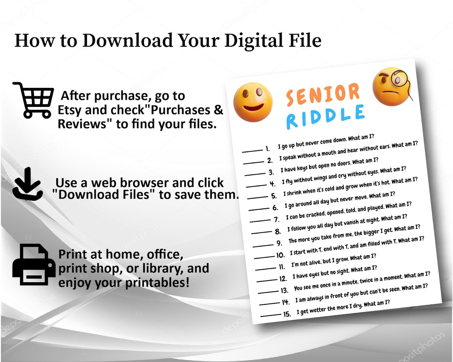 Senior Riddles Game, Game for Seniors, Retiree Games, Senior Citizen ...