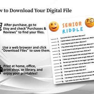 Senior Riddles Game, Game for Seniors, Retiree Games, Senior Citizen ...