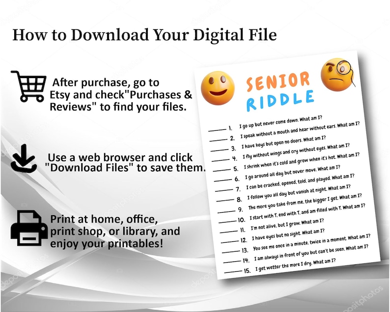 Senior Riddles Game, Game for Seniors, Retiree Games, Senior Citizen ...