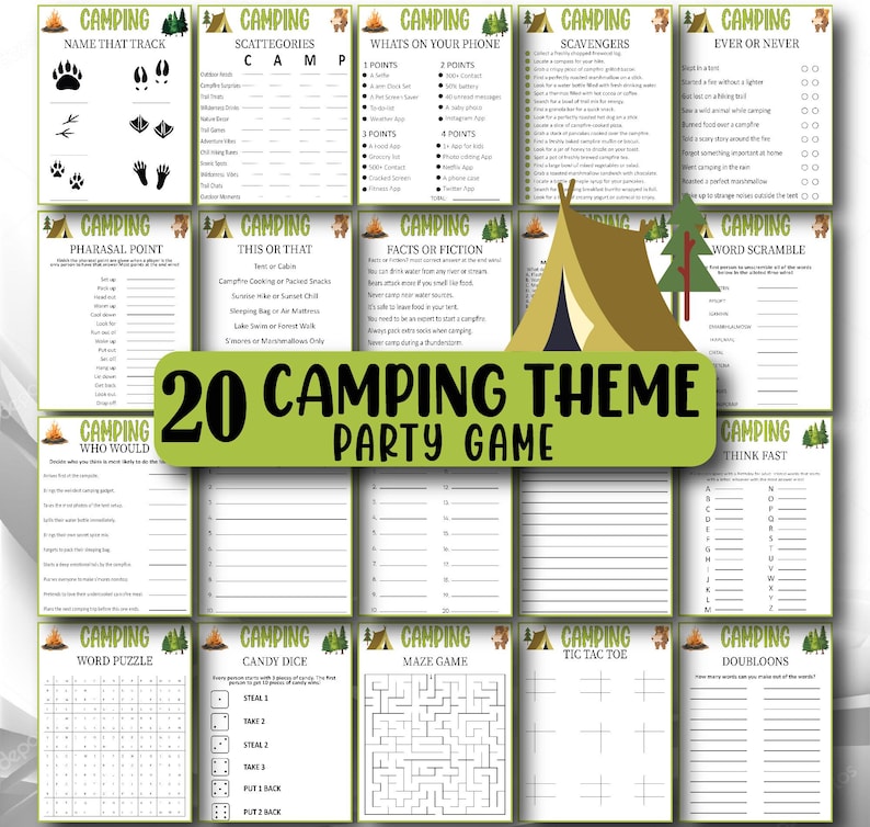 20 Camping Games, Camping Activities, Camping Party Game, Campfire Game ...