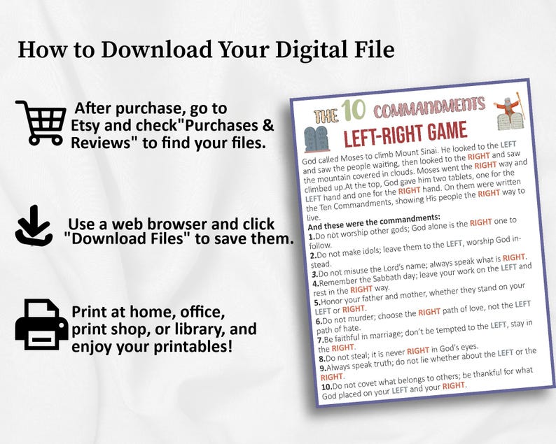 10 Commandments Bible Left-right Game, the Ten Commandments Bible Verse ...