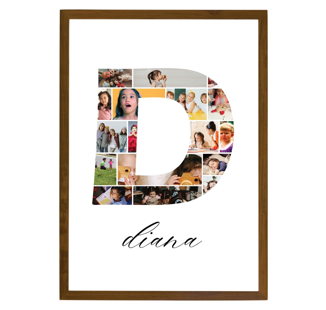 Letter D Photo Collage Template, Drag and Drop Photo, Fillable Letter ...