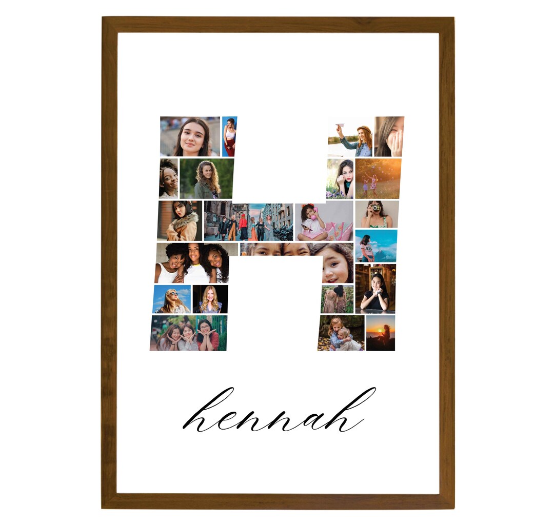 Letter H Photo Collage Template, Drag and Drop Photo, Fillable Letter ...