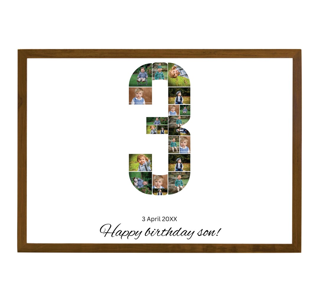 3rd Birthday Photo Collage Template, 3rd Birthday Photo Milestone Sign ...