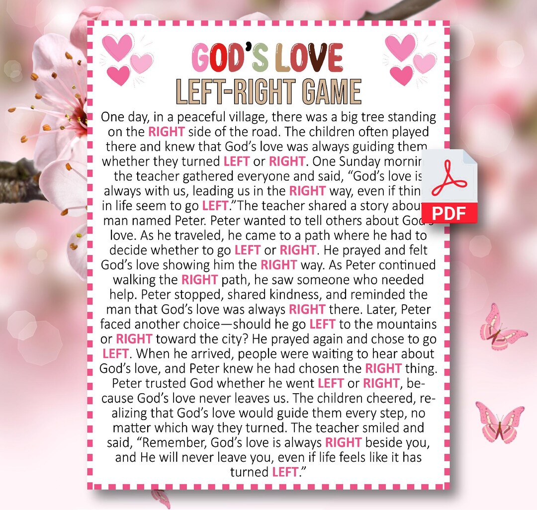 God's Love Left Right Game, Left-right Bible Games, Bible Study Games ...