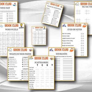 20 Book Club Game Bundle, Reading Group Activities, Book Club Party ...