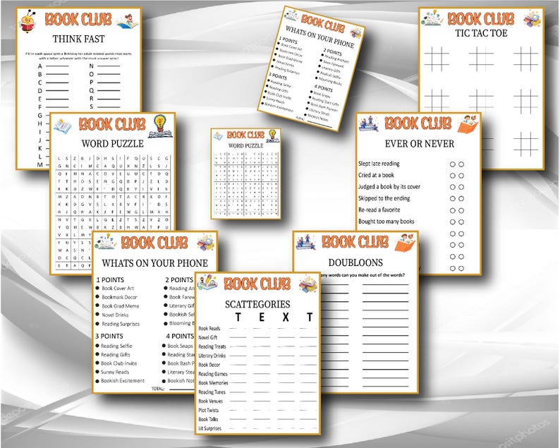 20 Book Club Game Bundle, Reading Group Activities, Book Club Party ...