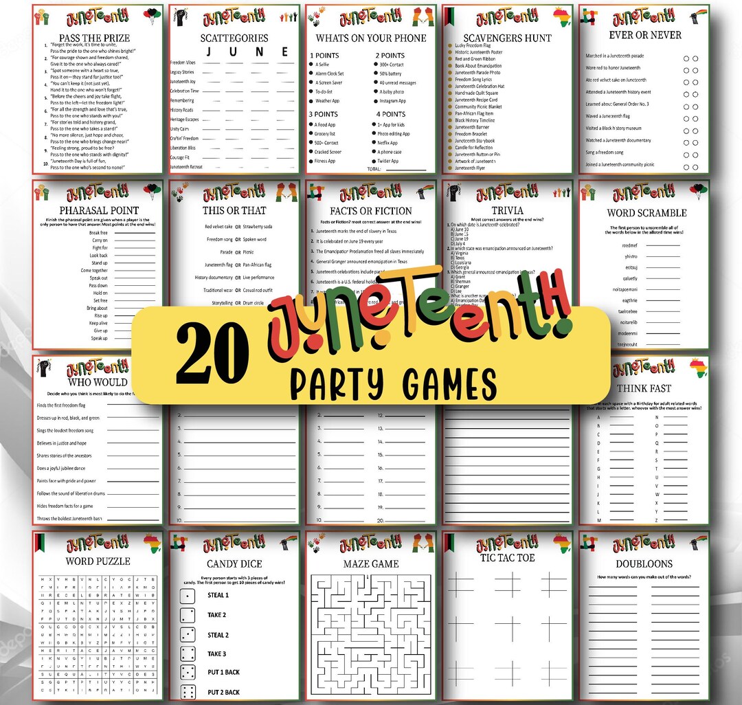 20 Juneteenth Games Bundle, African American History, Juneteenth Trivia ...