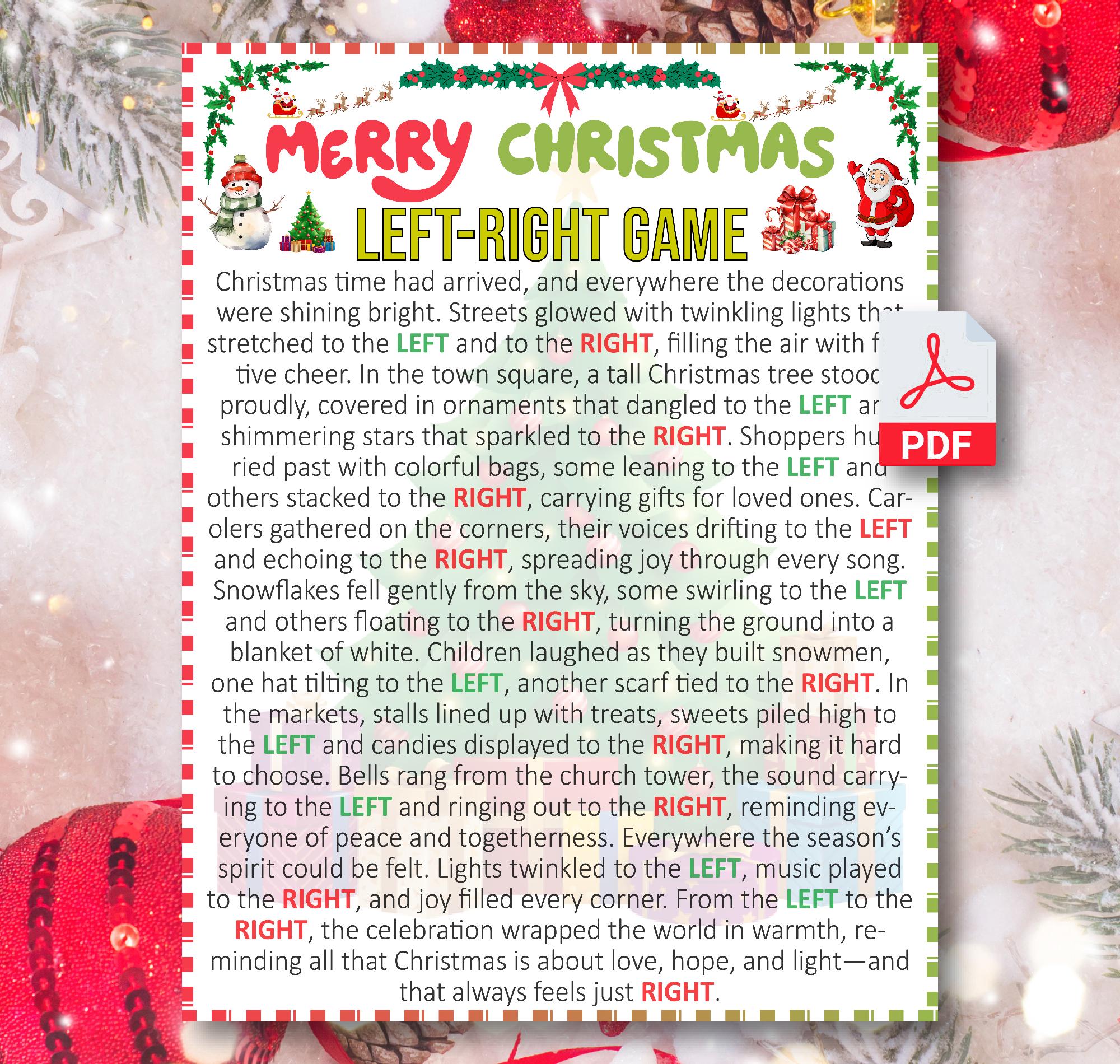 Christmas Left-right Game, Teen Christmas Game, Christmas Left Right ...