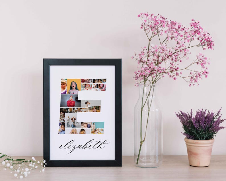 Letter E Photo Collage Template, Drag and Drop Photo, Fillable Letter ...