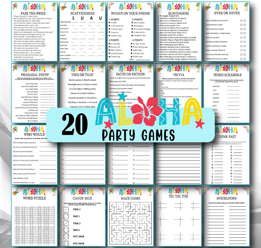 20 Aloha Party Games, Luau Games, Aloha Games, Luau Party Games, Luau ...