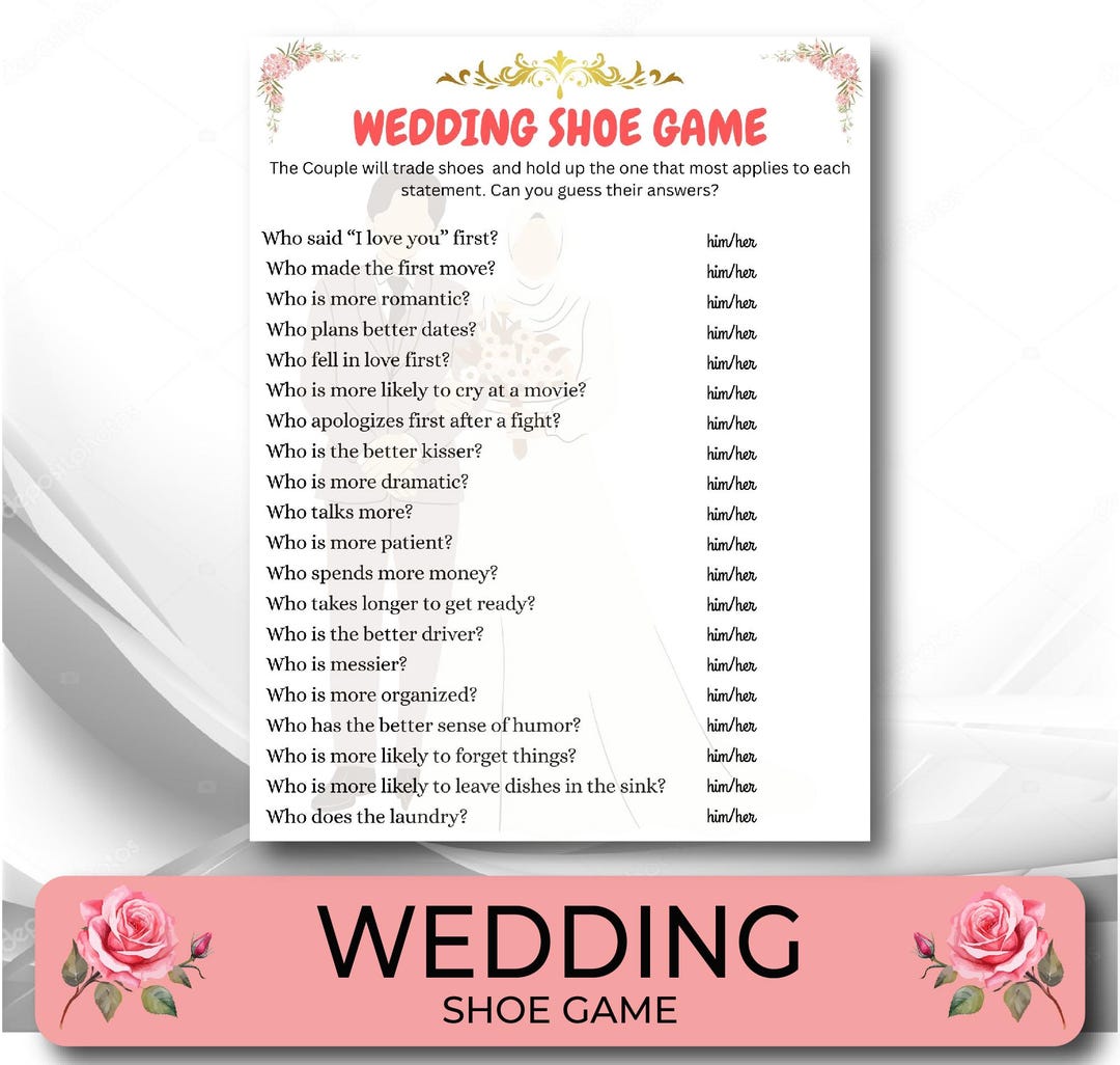 Editable Wedding Shoe Game Template, Couples Shower Games, Bridal Game ...