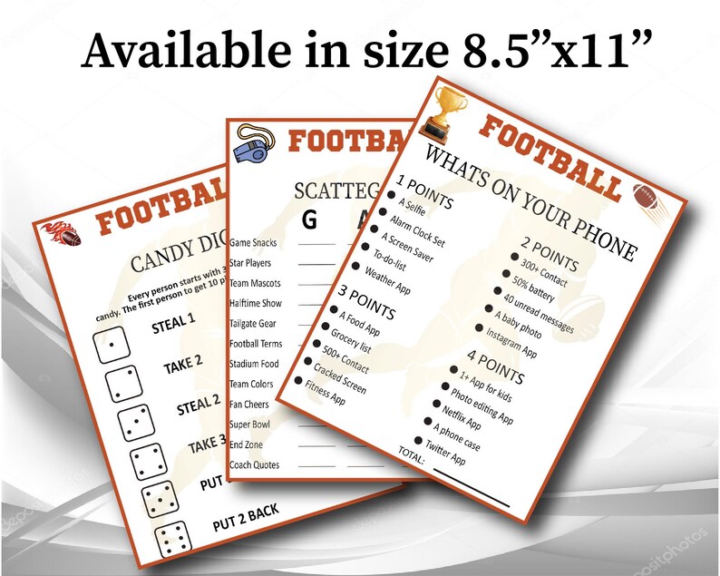 20 Football Party Games Bundle, Football Party Activities, Football ...