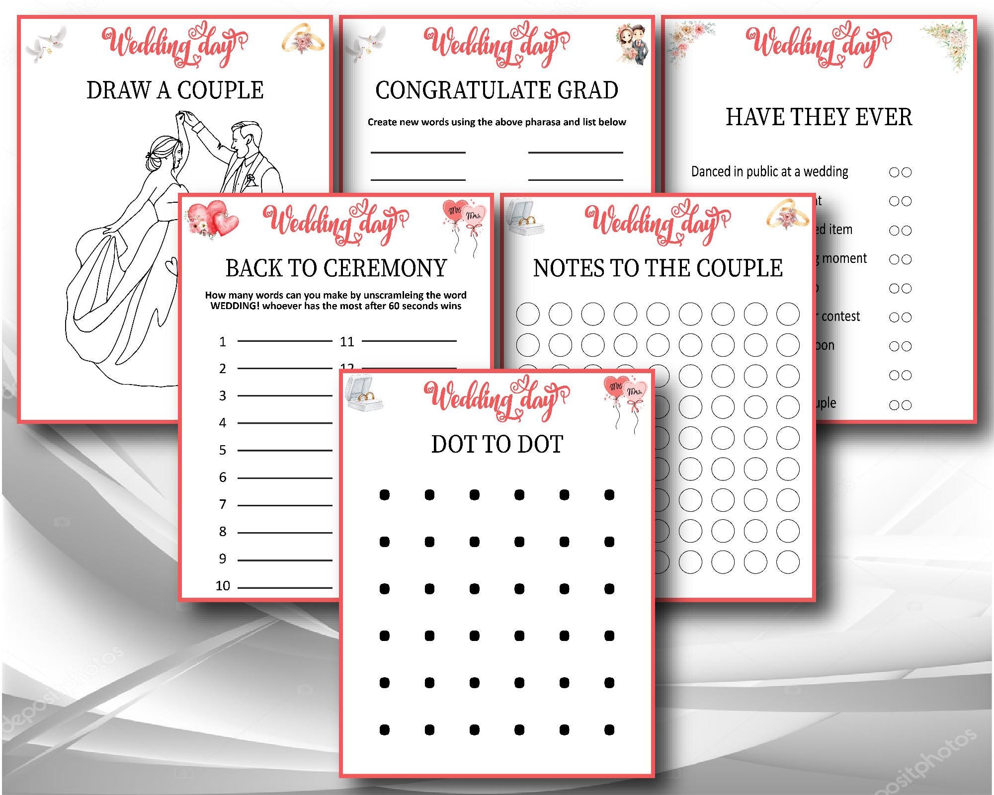 40 Wedding Party Games, Wedding Table Activity, Ice Breaker Wedding ...