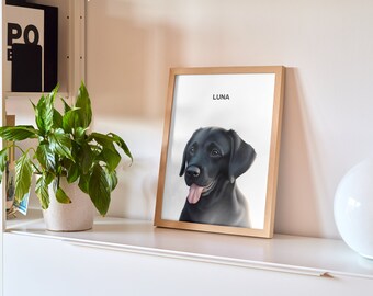 Custom Pet Portraits Using Pet Photo Personalized Digital Dog Portraits Cat Portraits Custom Dog ...