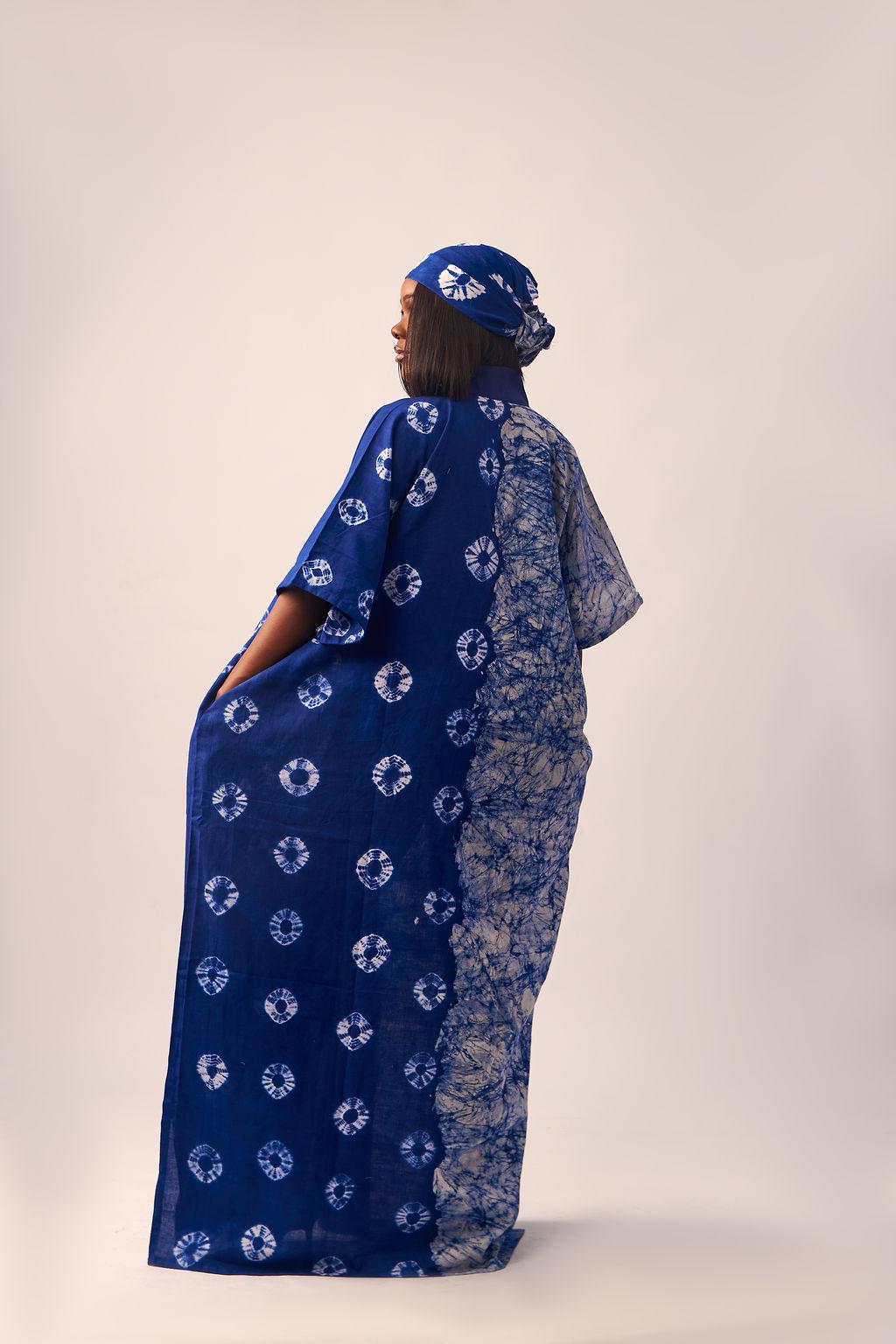 Blue Adire Asooke Bubu Dress: African Cotton Maxi Gown - Etsy