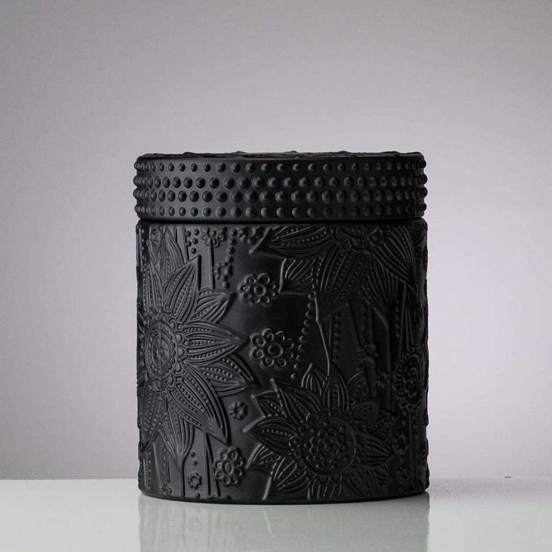 Lotus Flower Luxury Candle Glass Container (matte Black) - Etsy