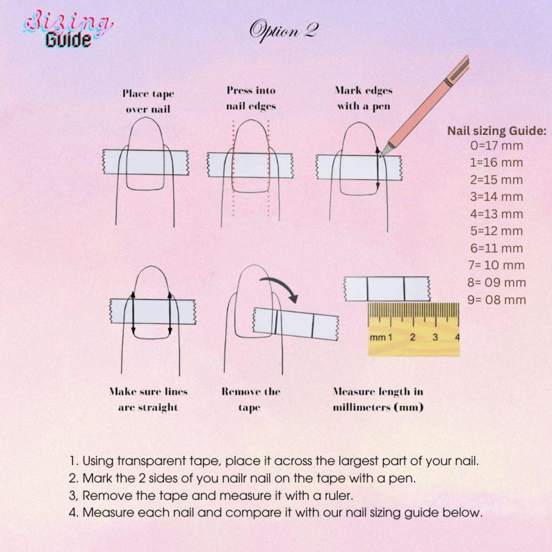 Press on Nails Sizing Kit | Sample | Find Your Size | Nail Measurement ...