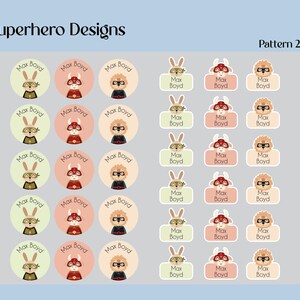 Superhero Name Labels for Super Kids, Custom Name Label, Laminated Name ...