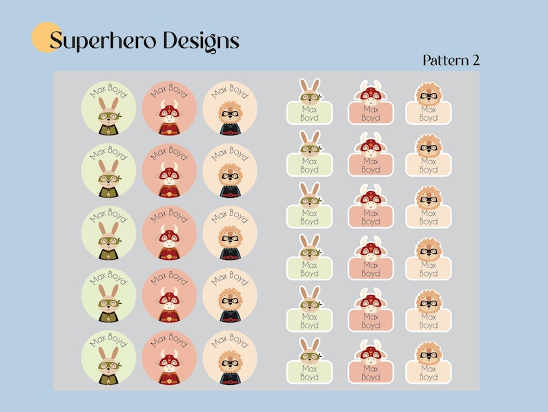 Superhero Name Labels for Super Kids, Custom Name Label, Laminated Name ...