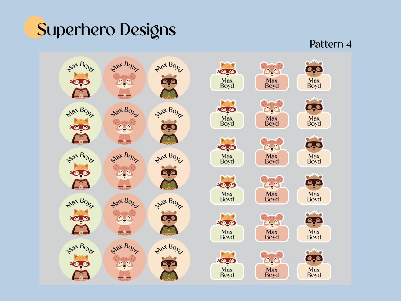 Superhero Name Labels for Super Kids, Custom Name Label, Laminated Name ...