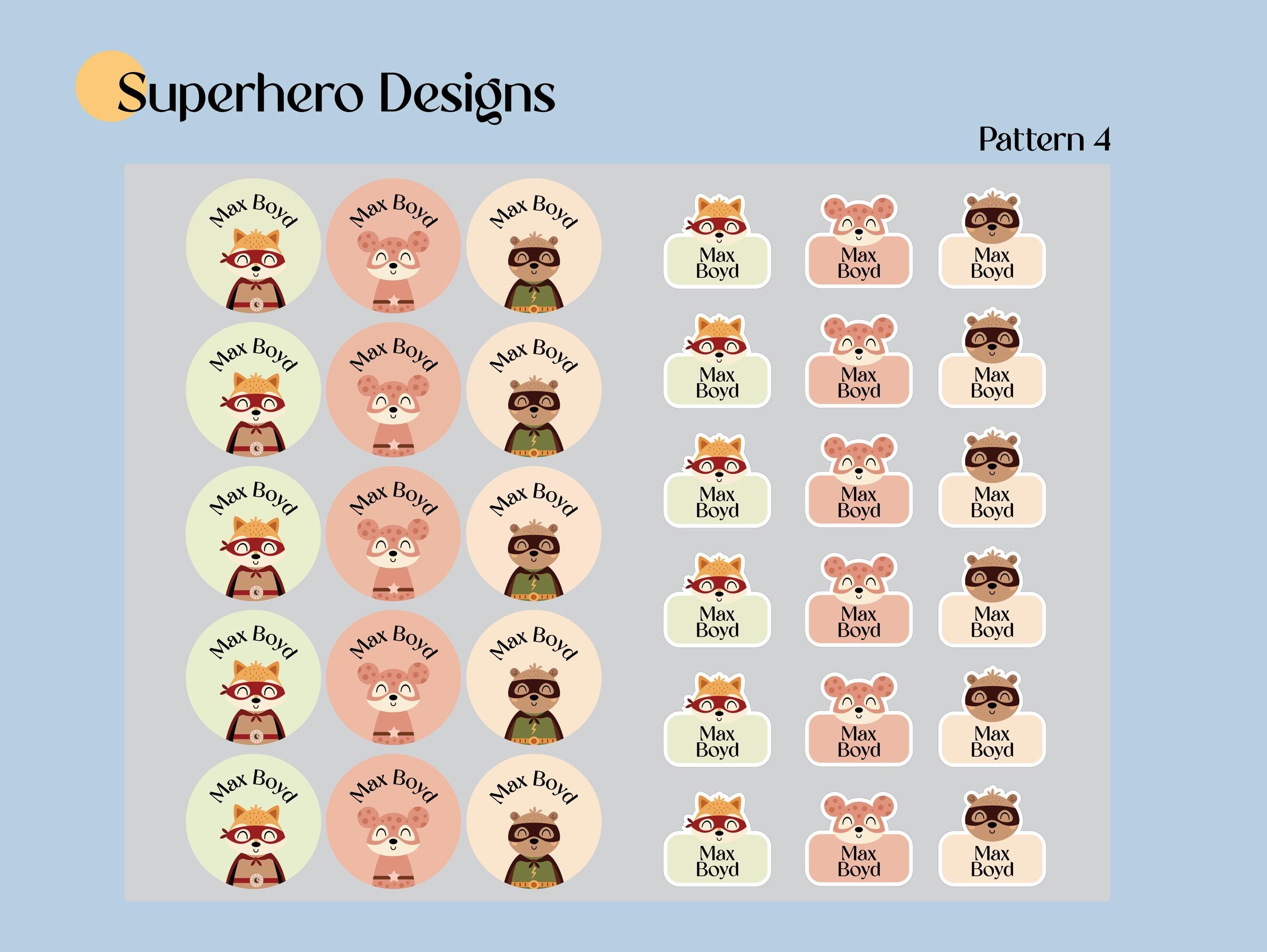 Superhero Name Labels for Super Kids, Custom Name Label, Laminated Name ...