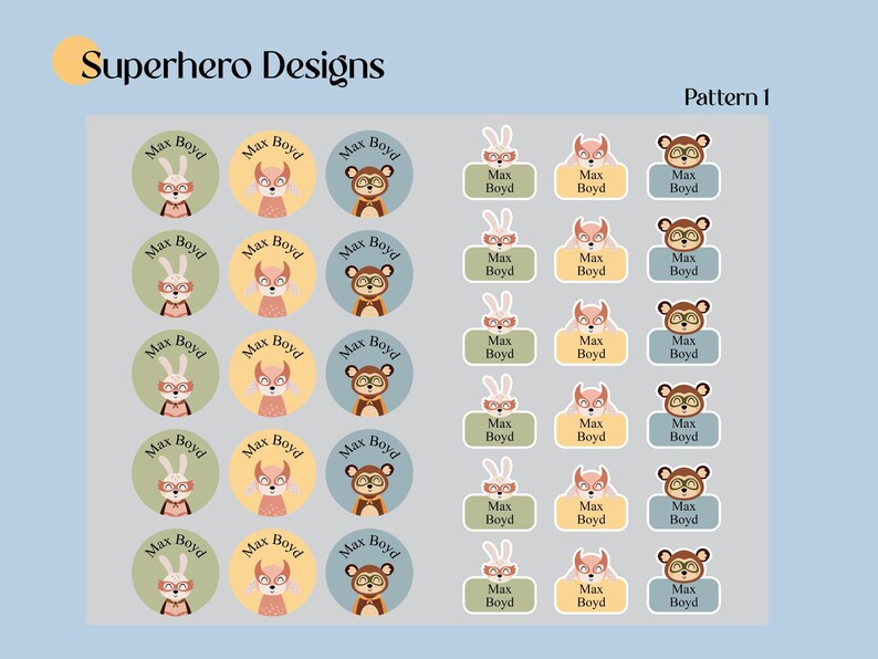 Superhero Name Labels for Super Kids, Custom Name Label, Laminated Name ...