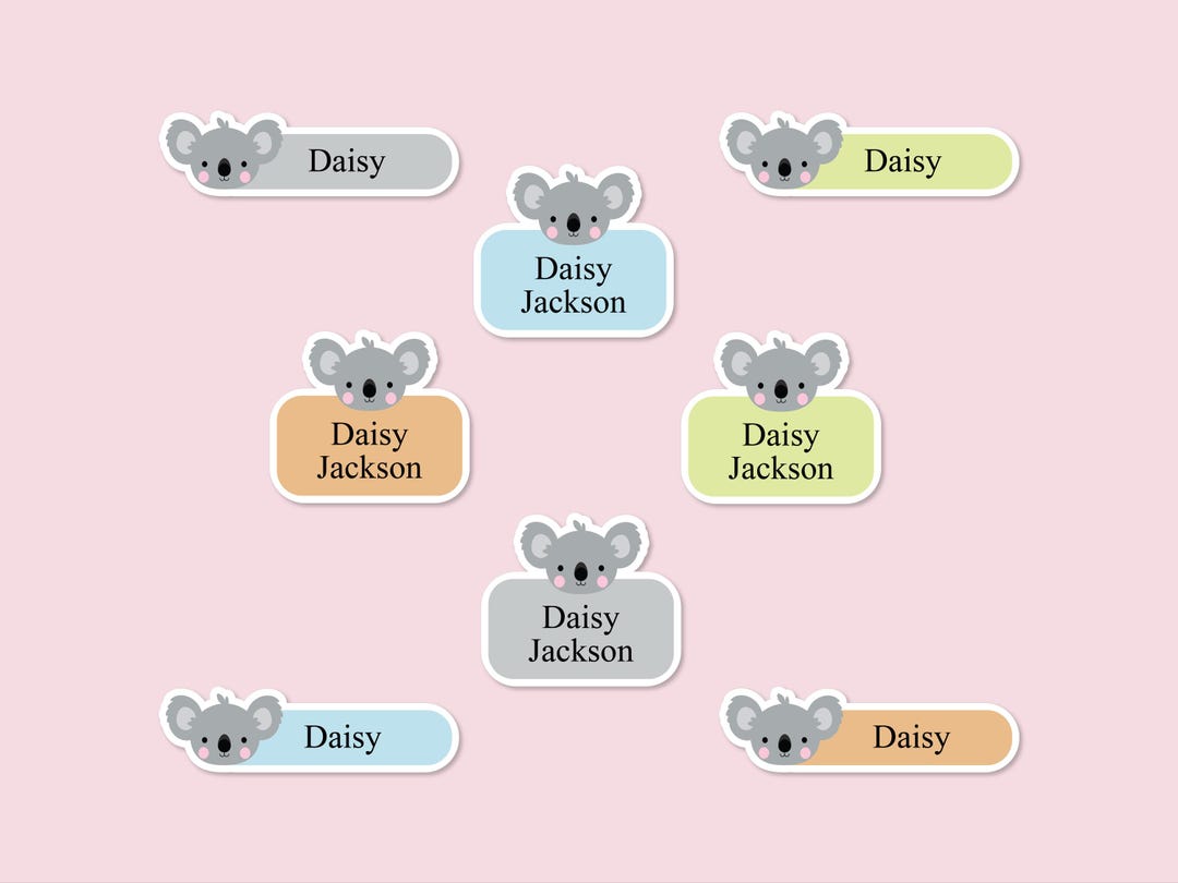 Koala Name Labels, Name Labels for Boy and Girl, Back to School Must ...