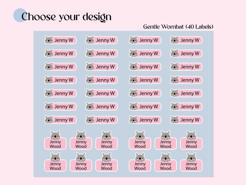 40 Labels, Cute Australian Animal Designs, Kid Name Label, Waterproof ...