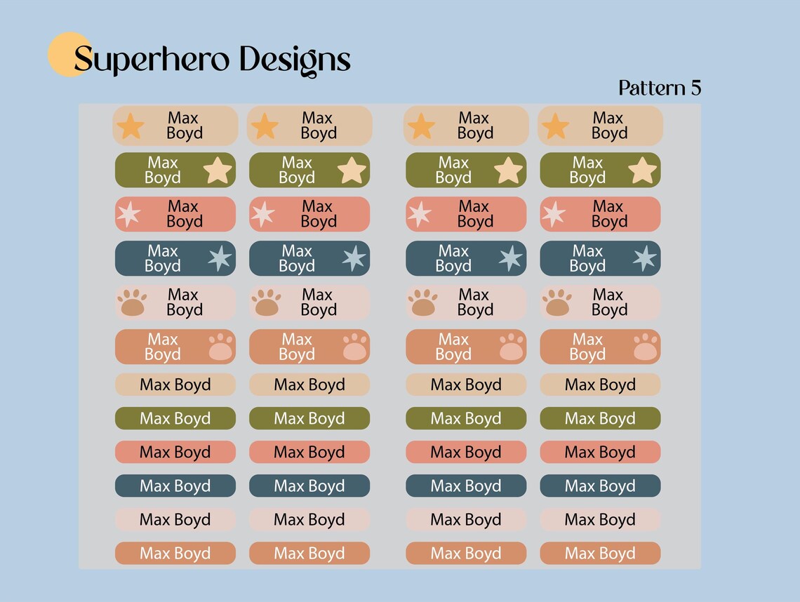 Superhero Name Labels for Super Kids, Custom Name Label, Laminated Name ...