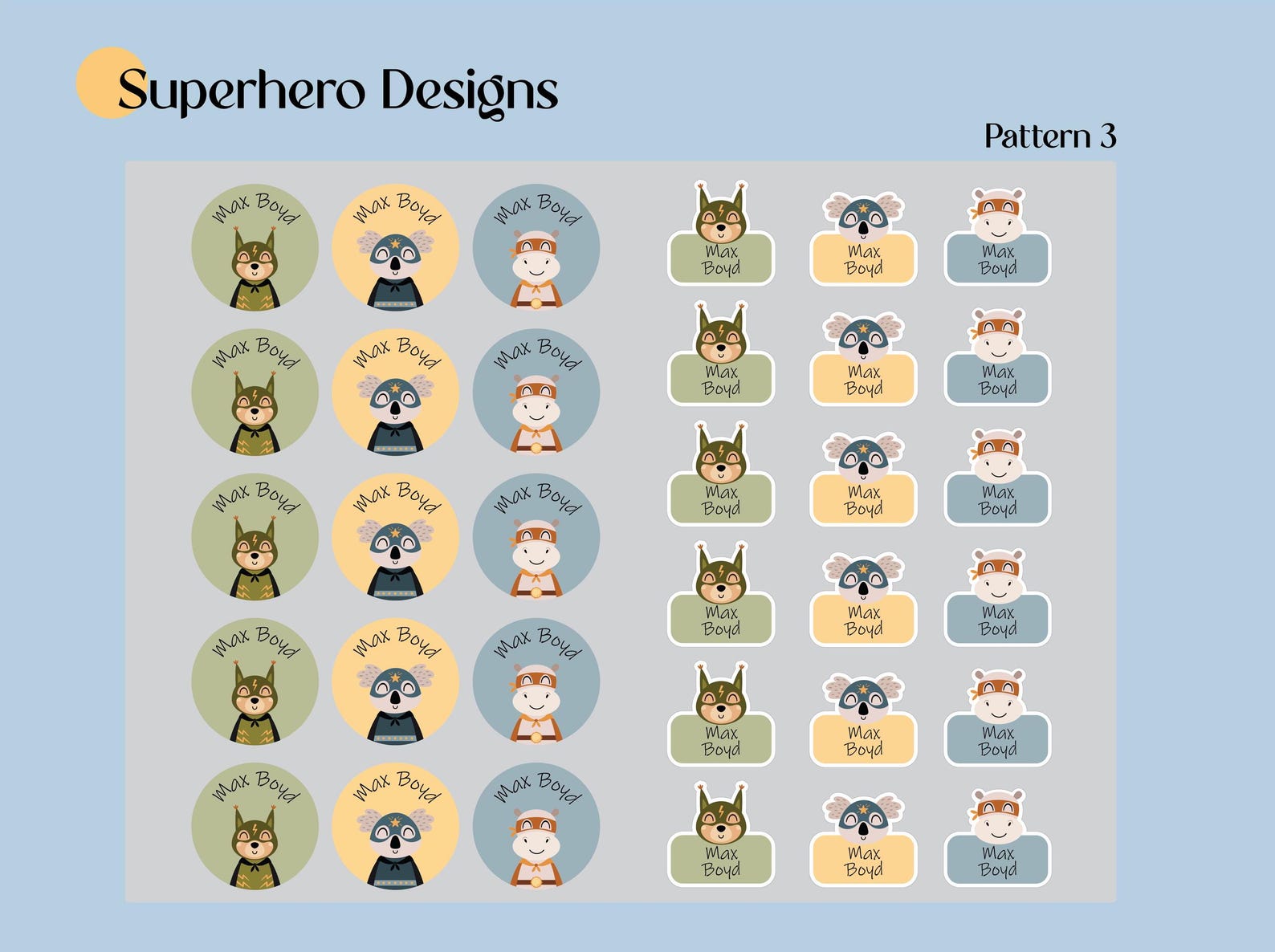 Superhero Name Labels for Super Kids, Custom Name Label, Laminated Name ...