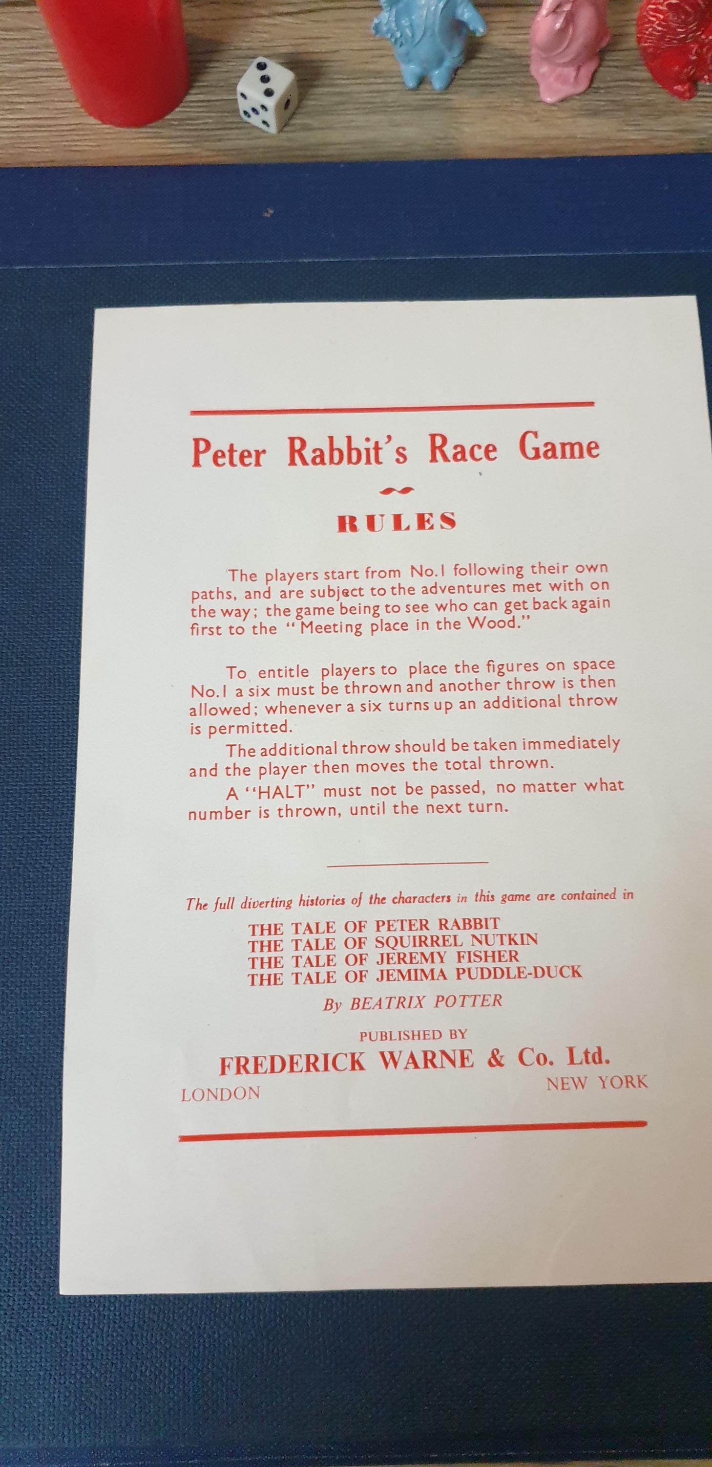 Vintage Peter Rabbit Race Game Frederick Warne - Etsy