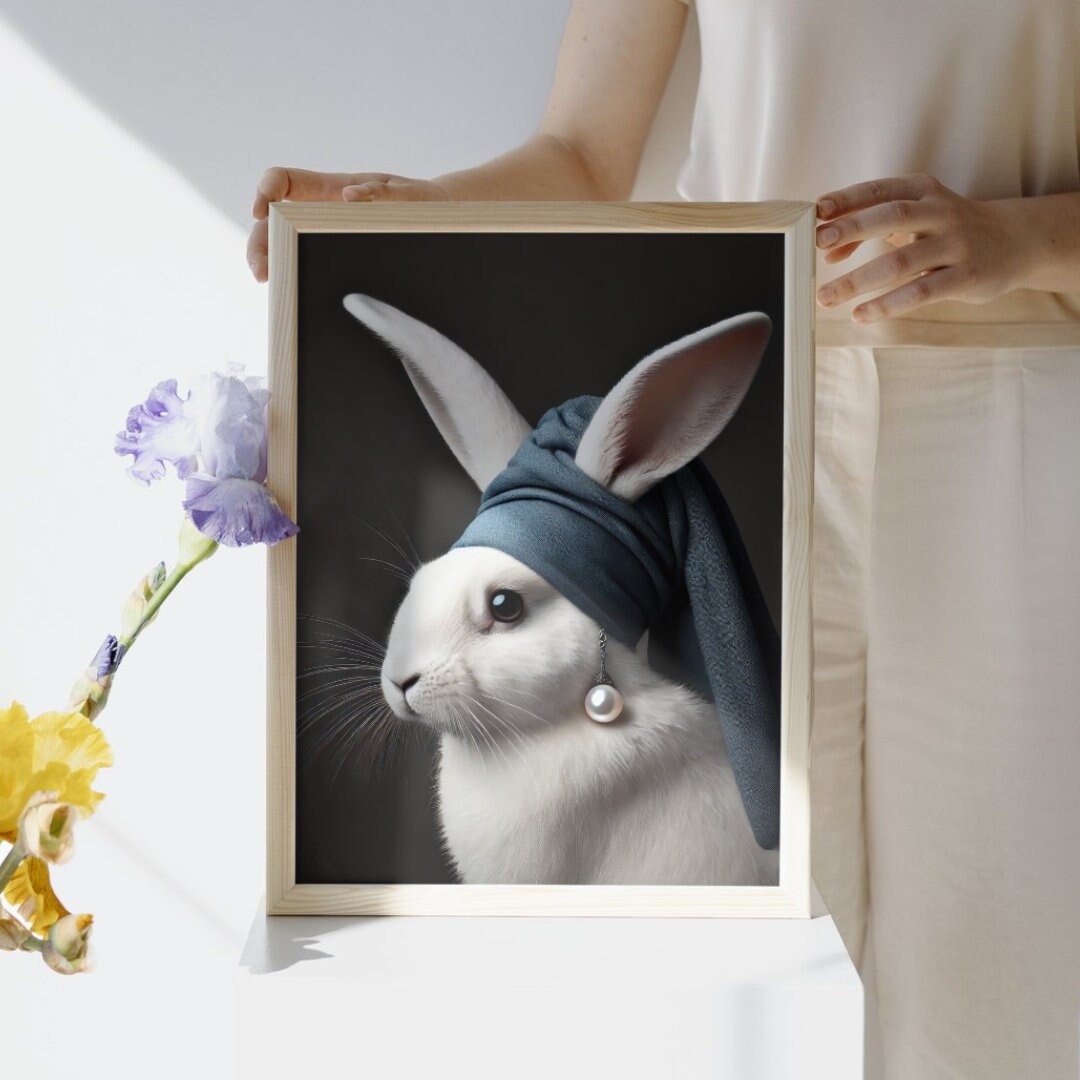 White Rabbit Portrait | Girl With a Pearl Earring Parody | Vermeer ...