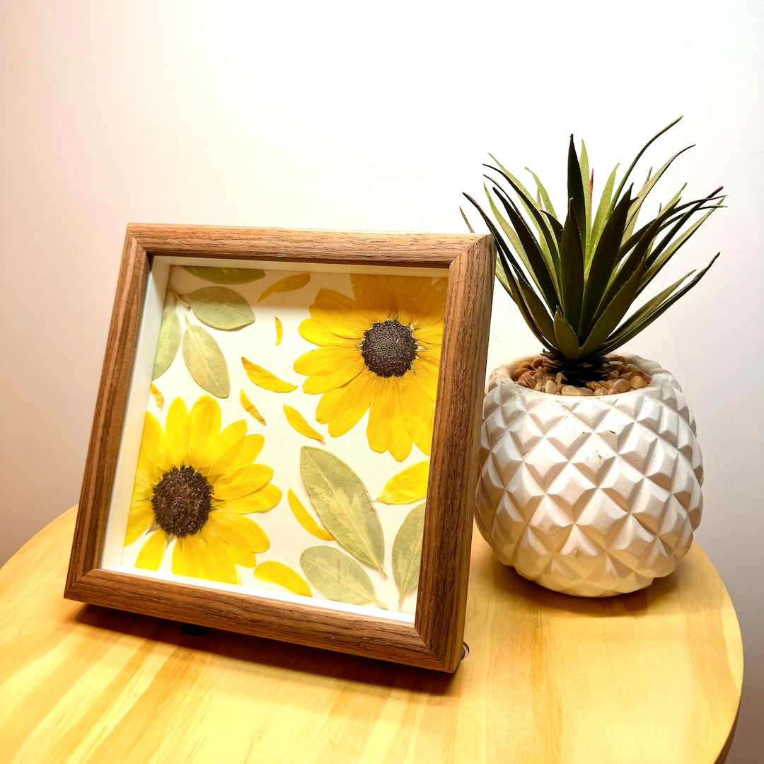 Real Dried Pressed Flowers, Sunflowers, Handmade Floral Art, Sunflower ...