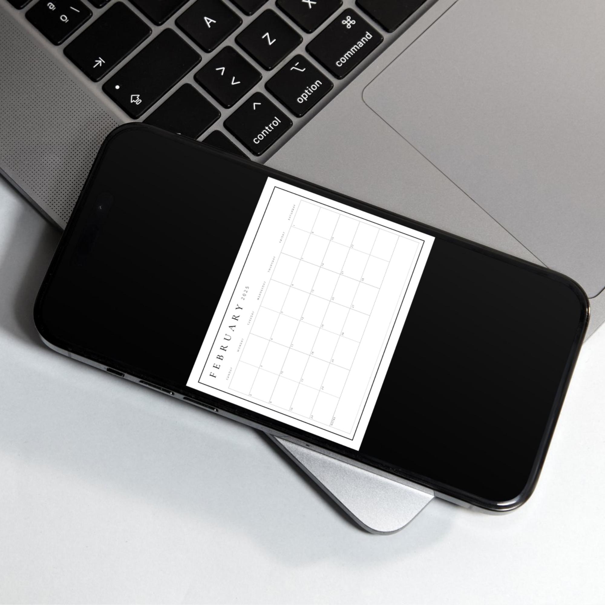 Printable February 2025 Calendar, Minimal Blank Winter Planner Monthly ...