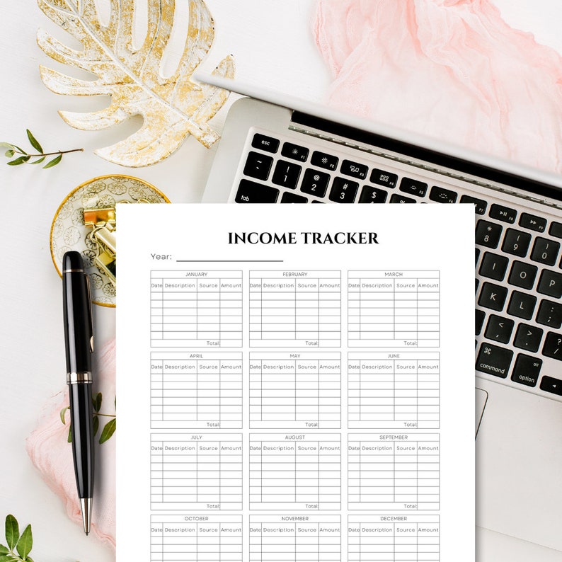 Income Tracker Planner, Minimalist Budget Organizer, Financial Planning ...