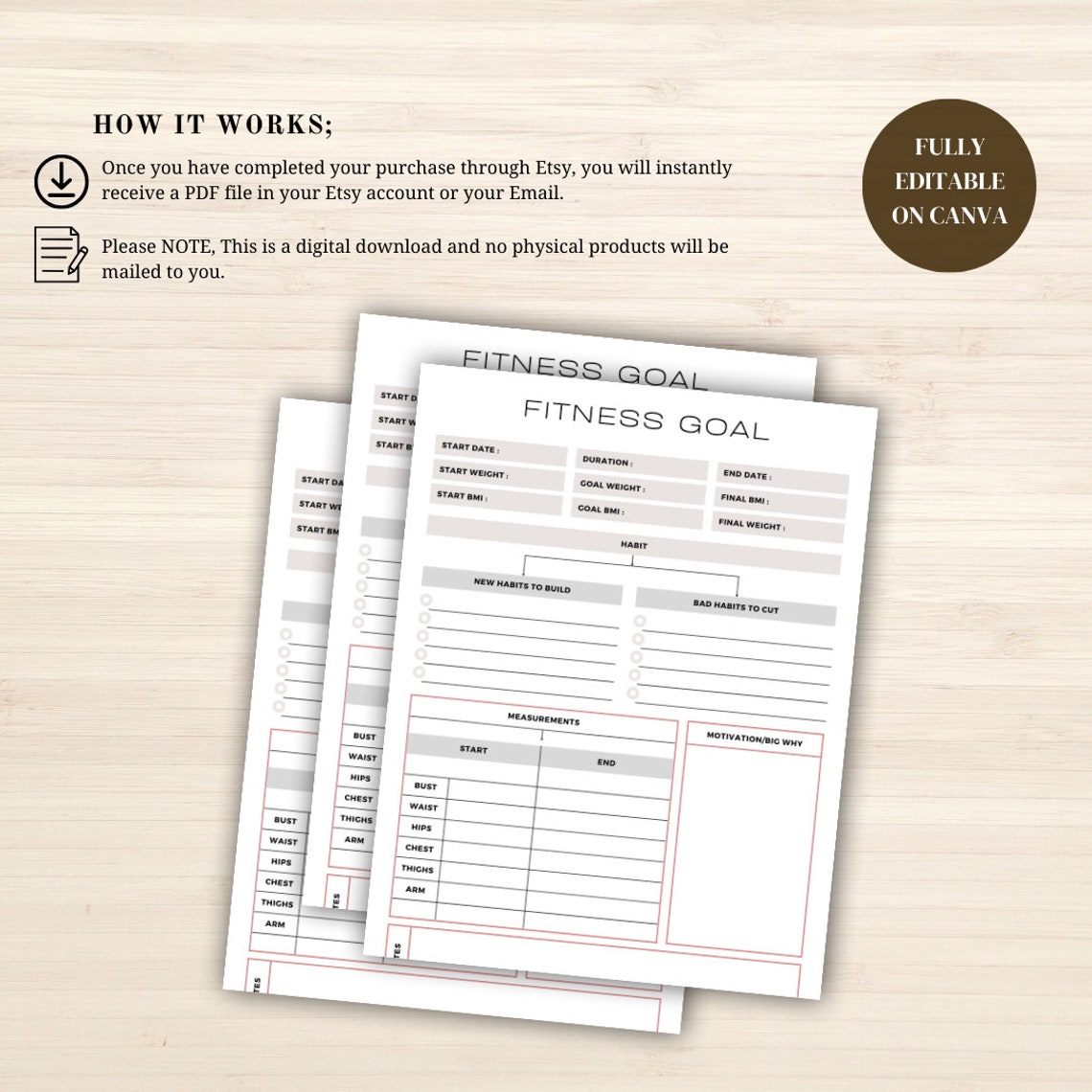 Fitness Goal Tracker Sheet, Workout Planner, Goal Setting Tracker ...