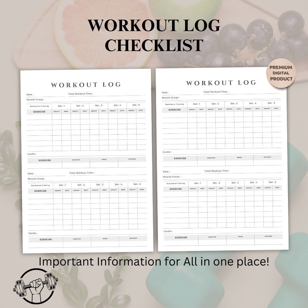 Minimalist Black White Workout Journal Exercise Log Book Fitness ...