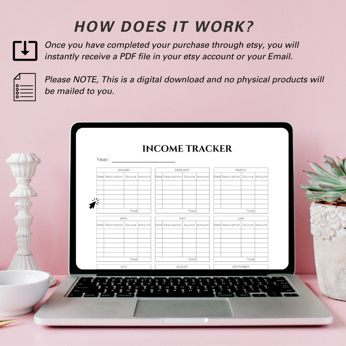 Income Tracker Planner, Minimalist Budget Organizer, Financial Planning ...