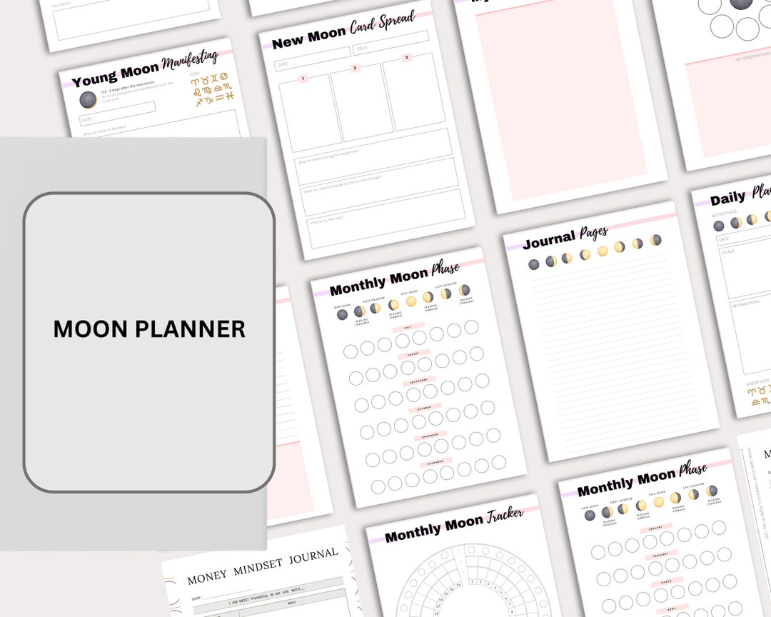 Moon Planner With Moon Phases Celestial Calendar Organizer Lunar ...