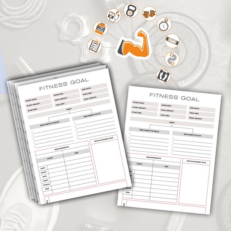 Fitness Goal Tracker Sheet, Workout Planner, Goal Setting Tracker ...