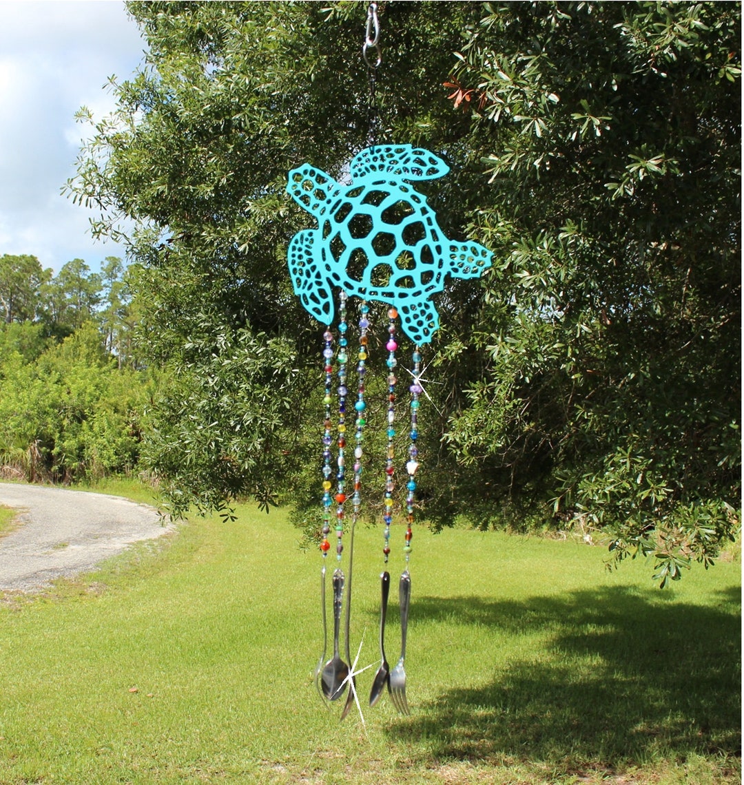 Sea Turtle Wind Chime With Silverware Chimes - Etsy