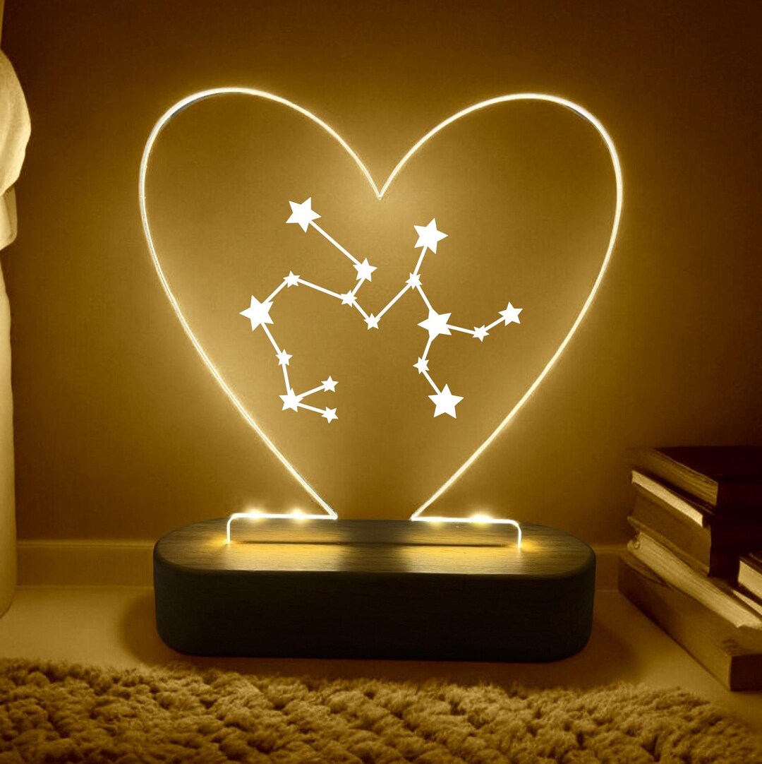 Heart LED Light With Sagittarius Star Sign, Personalized Constellation ...