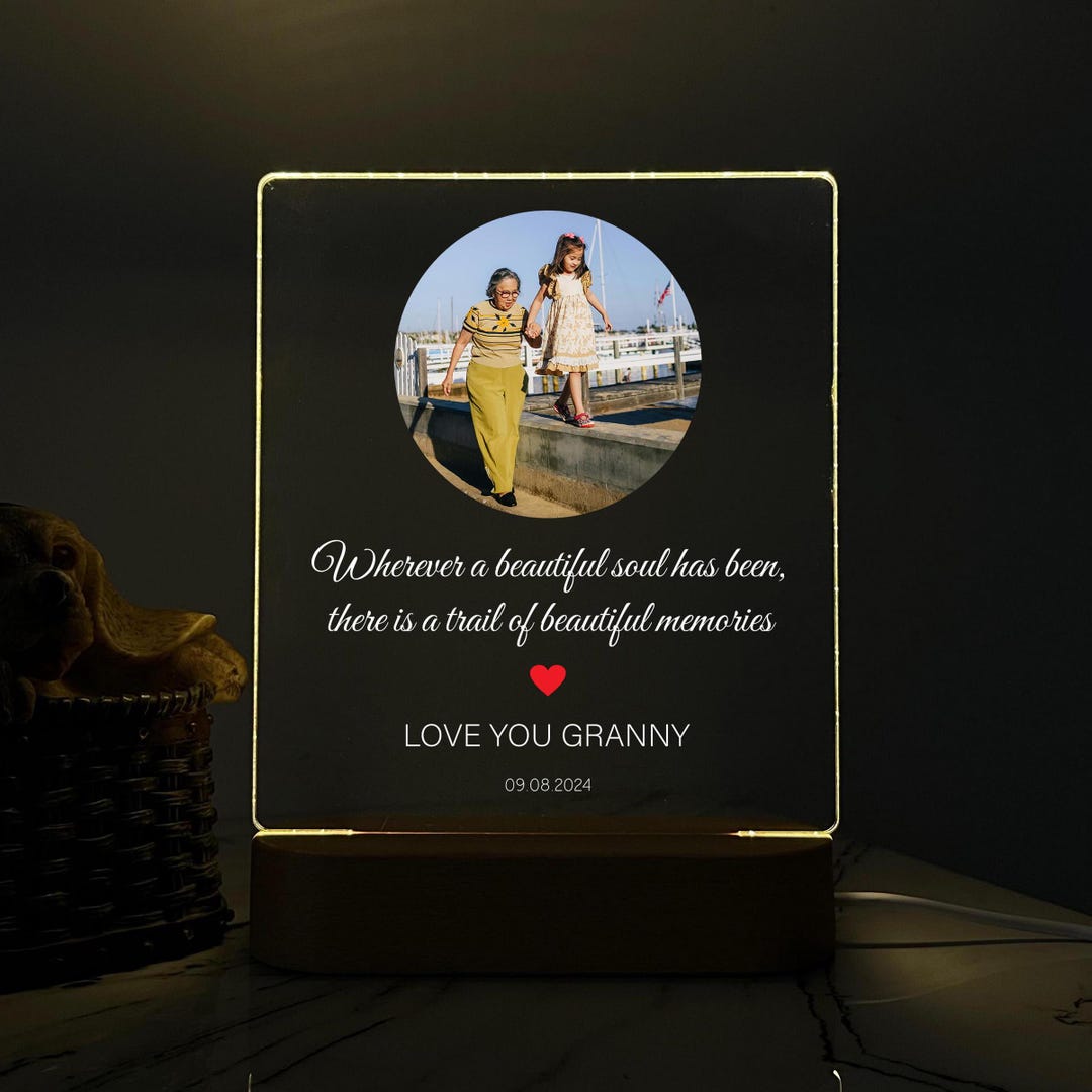 Personalized Memorial Night Light, Custom Photo With Loving Message LED ...
